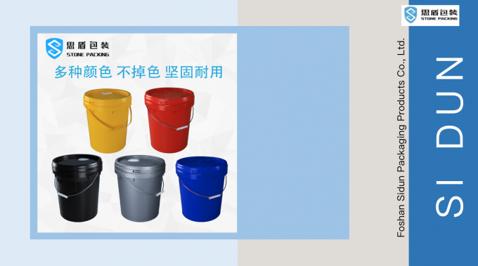 Cylindrical Empty Paint Bucket 20L Multicolor HDPE Round Plastic ...